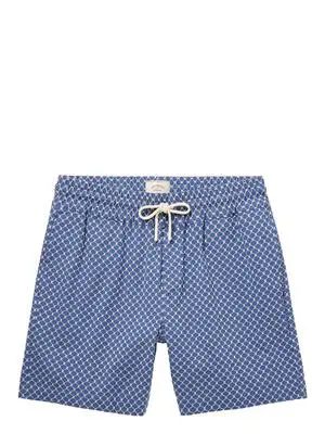 Portuguese Flannel Straight-leg Organic Cotton-blend Jacquard Drawstring Shorts - Blue
