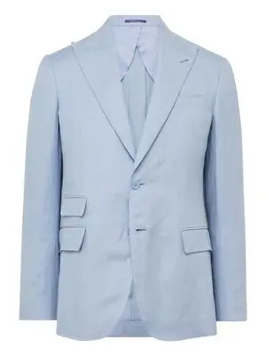 Ralph Lauren Purple Label Slim-fit Silk And Linen-blend Suit Jacket - Blue