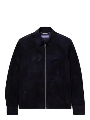 Ralph Lauren Purple Label Suede Bomber Jacket - Blue