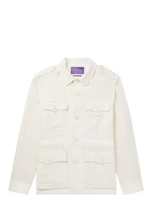 RALPH LAUREN PURPLE LABEL Ralph Lauren Purple Label - Linen, Cotton And Silk-Blend Overshirt - Men - Neutrals - UK/US 40