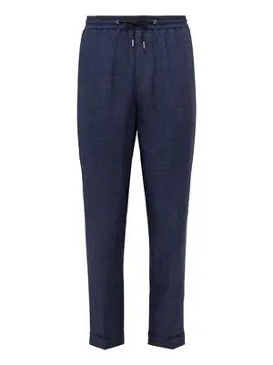 Paul Smith Paul Smith Tapered Linen Drawstring Trousers Blue