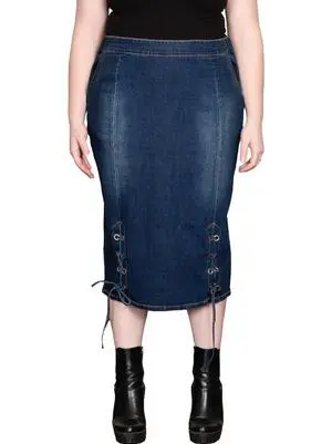 STANDARDS & PRACTICES High-waist Denim Pencil Skirt - Bermuda