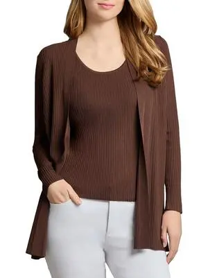 Jones New York Jones New York Sutton Open Front Rib Cardigan Fudge