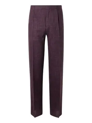 Mr P. Mike Straight-leg Pleated Suit Trousers - Burgundy