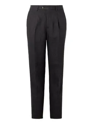 Brunello Cucinelli Slim-fit Pleated Linen Trousers - Black