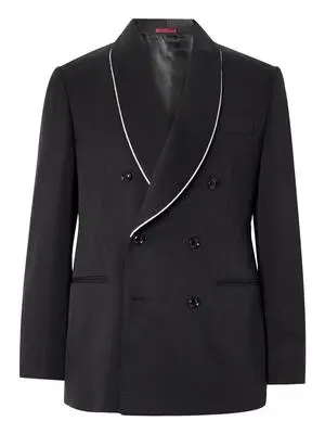 Brunello Cucinelli Double-breasted Shawl-lapel Silk-twill Tuxedo Jacket - Black