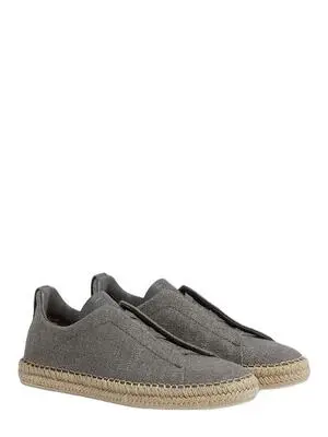 Zegna ZEGNA Triple Stitch™ Linen & Leather Espadrille Slip-On Sneaker Grey Melange
