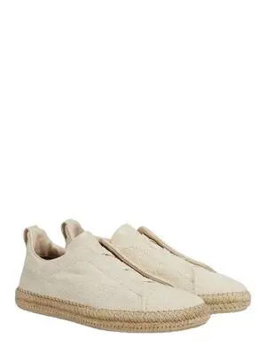 Zegna ZEGNA Triple Stitch™ Linen & Leather Espadrille Slip-On Sneaker Light Beige Solid