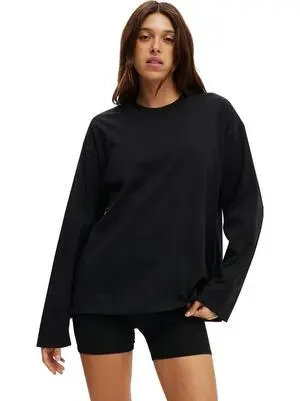 Cotton:on Active Long Sleeve Graphic Crew Black