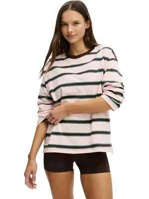 Cotton:on Active Long Sleeve Graphic Crew Cherry Dream Stripe