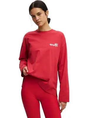 Cotton:on Active Long Sleeve Graphic Crew Poppy Ski Sport