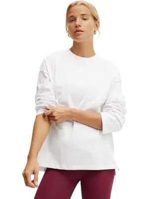 Cotton:on Active Long Sleeve Graphic Crew White Body Wellness Club
