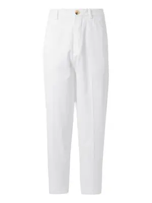 Brunello Cucinelli Straight-leg Pleated Cotton Trousers - White