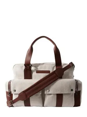 Brunello Cucinelli Leather-trimmed Canvas Weekend Bag - Neutrals