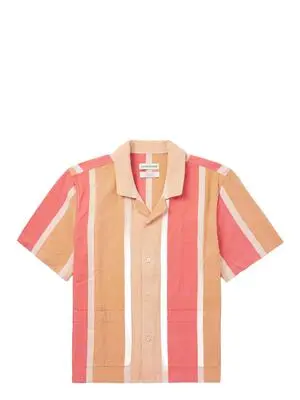 A KIND OF GUISE Salvi Striped Camp-collar Cotton Shirt - Orange