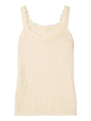 Khaite KHAITE Ennio Scalloped Pointelle-knit Tank Neutrals