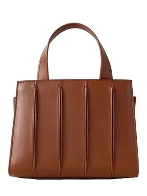 Max Mara Whitney Bag 4 Small Pleated Leather Tote - Brown