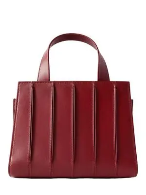 Max Mara Whitney Bag 5 Medium Pleated Leather Tote - Burgundy