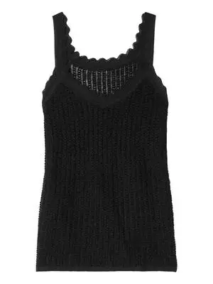 Khaite Ennio Scalloped Pointelle-knit Tank - Black