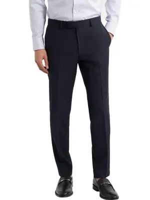 BOSS Flat Front Wool Suit Pants - Dark Blue