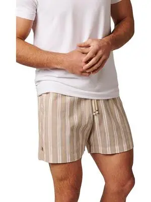 LEISURE LAB Laguna Relaxed Fit Shorts - Beige Stripes