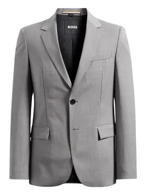 BOSS Houston Solid Wool Suit Jacket Silver