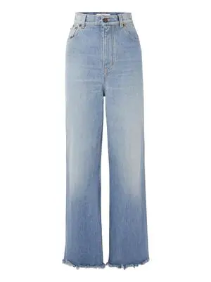 Chloé Frayed High-rise Wide-leg Jeans - Blue