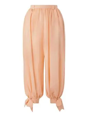 Chloé Pleated Silk-charmeuse Tapered Pants - Pink