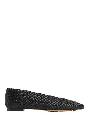 Bottega Veneta Intreccio Leather Sofia Ballet Flats Black