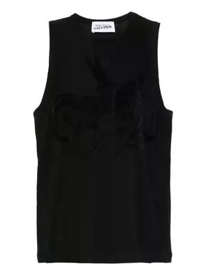 Jean Paul Gaultier Flocked Logo Top - Black