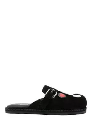 Moschino Brooch-embellished Slippers - Black