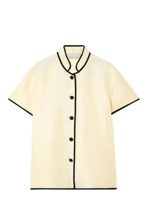 LIBEROWE Mandarin Linen-blend Blouse - Neutrals