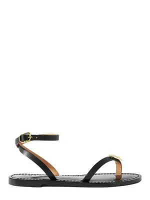 AMANU AMANU The Senegal Embellished Leather Sandals Black