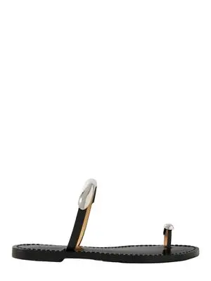 AMANU The Samburu Embellished Leather Sandals - Black