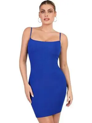 POPILUSH Popilush Shapewear Butt Lift Mini Slip Dress Royal Blue