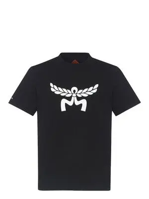 Mcm Laurel Logo Print T-shirt In Organic Cotton Black