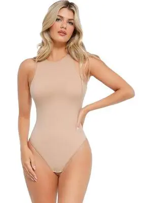 POPILUSH Cloudsense Sleeveless Cutaway Round Neck Bodysuit - Tres Naturale