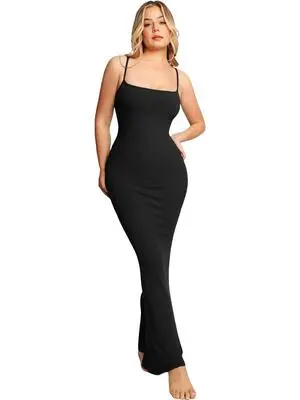 POPILUSH Shapewear Modal Slimming Maxi Slip Dress - Midnight Black