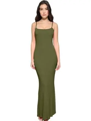 POPILUSH Shapewear Modal Slimming Maxi Slip Dress - Moss