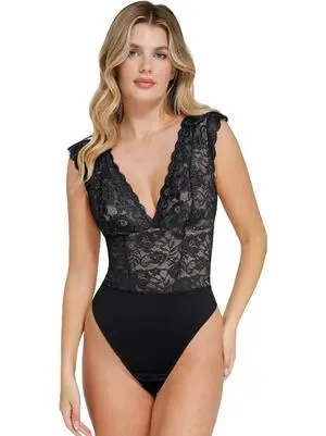 POPILUSH Shapewear Sculpting Lace Bodysuit - Midnight Black