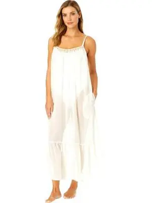 ANNE COLE Adjustable Maxi Dress With Seashell Trim - Gardenia