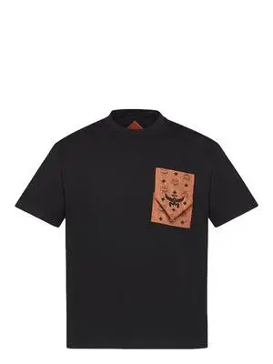 Mcm Monogram Patch Pocket T-shirt In Organic Cotton - Black