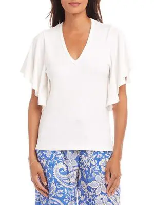 Karen Kane Karen Kane Flutter Sleeve T-Shirt Off White