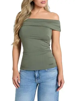 Guess GUESS Off-the-Shoulder Top Green Plant