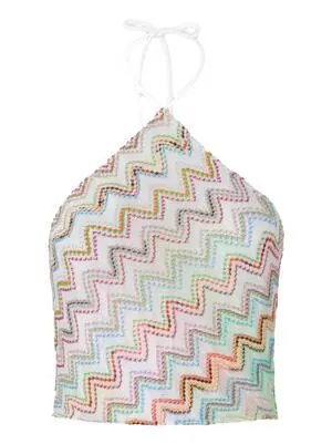 Missoni Zigzag-pattern Halterneck Top - White