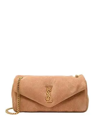 Saint Laurent Calypso Small Padded Suede Shoulder Bag - Caramel