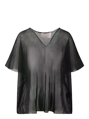 CIRCUS HOTEL Pleated T-Shirt Black