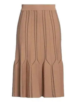 Elisabetta Franchi Midi Flared Skirt Brown