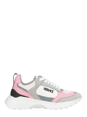 Versace Light Calfskin And Textile Fiber Sneakers - Grey