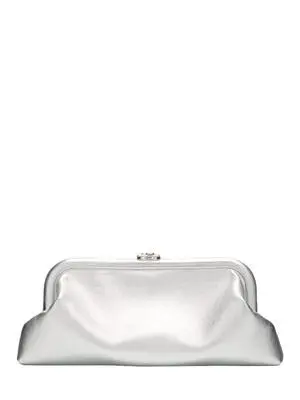 JIMMY CHOO Skylar Frame Metallic Clutch - Silver